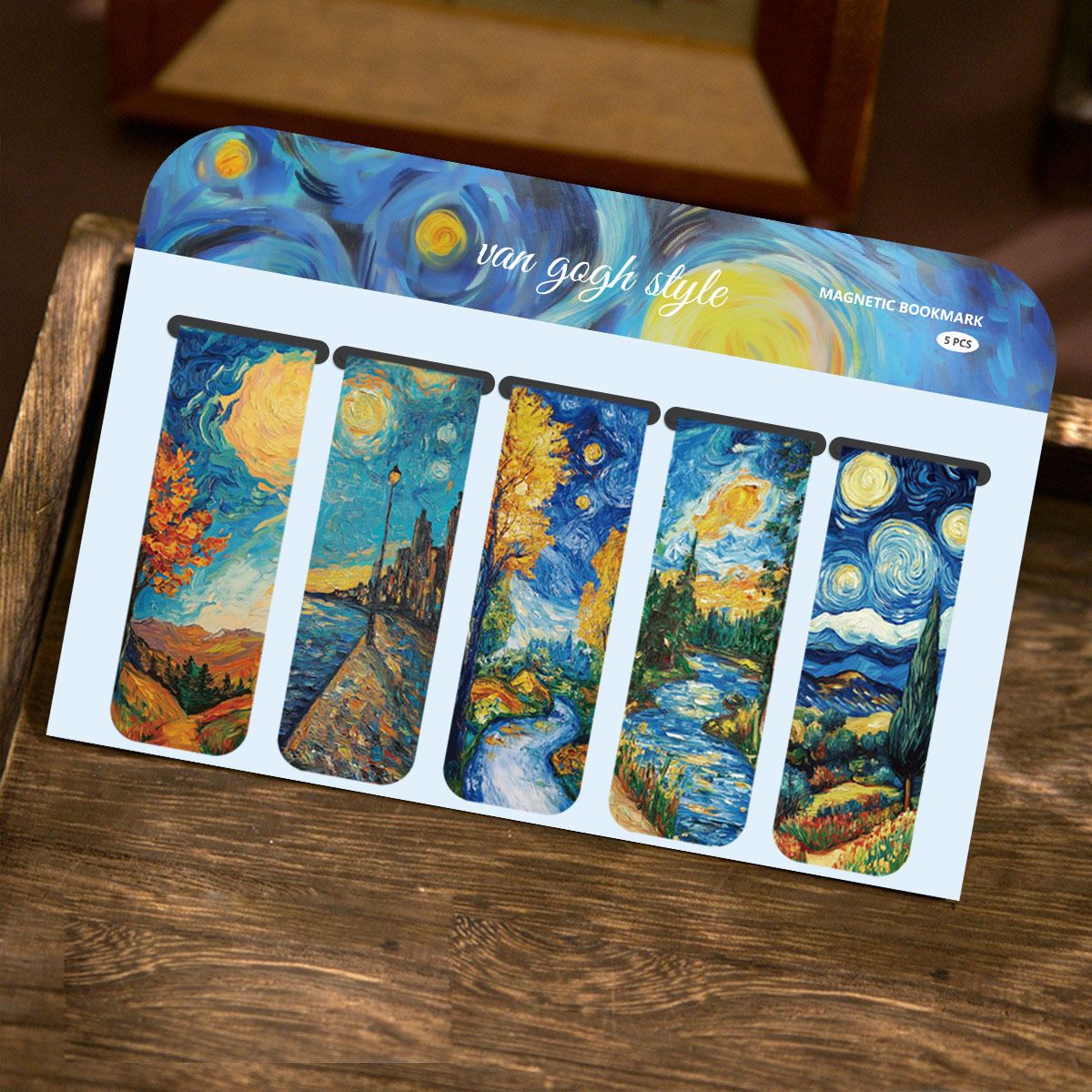 Закладки магнитные "Van Gogh Style", красивый набор закладок в стиле картин Ван Гога, 5 штук