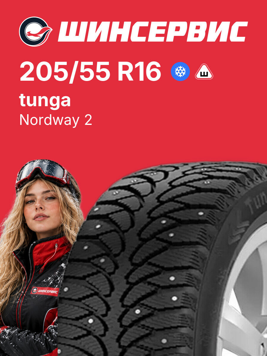 Зимняя шипованная шина Tunga Nordway 2 205/55 R16 94 Q, зимняя автомобильная резина
