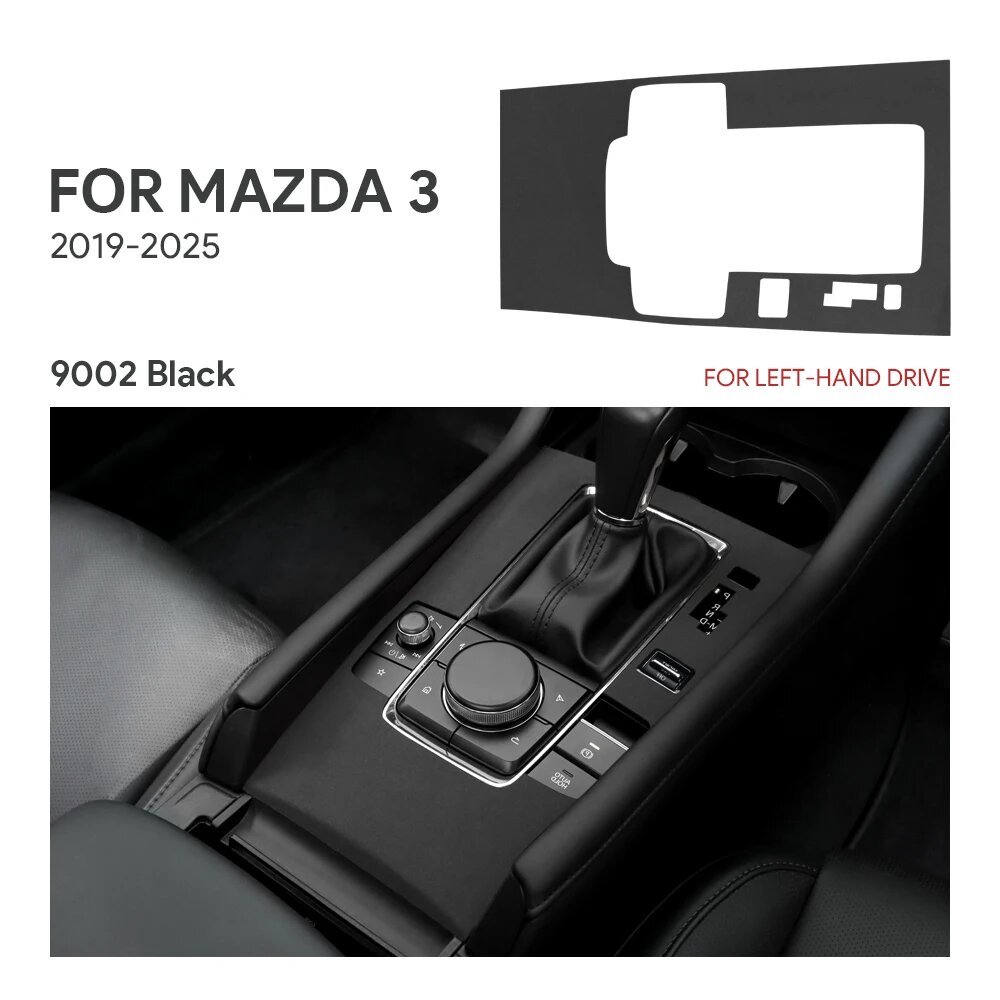 Наклейка на панель КПП Mazda 3 2019-2025 Black RHD Sport