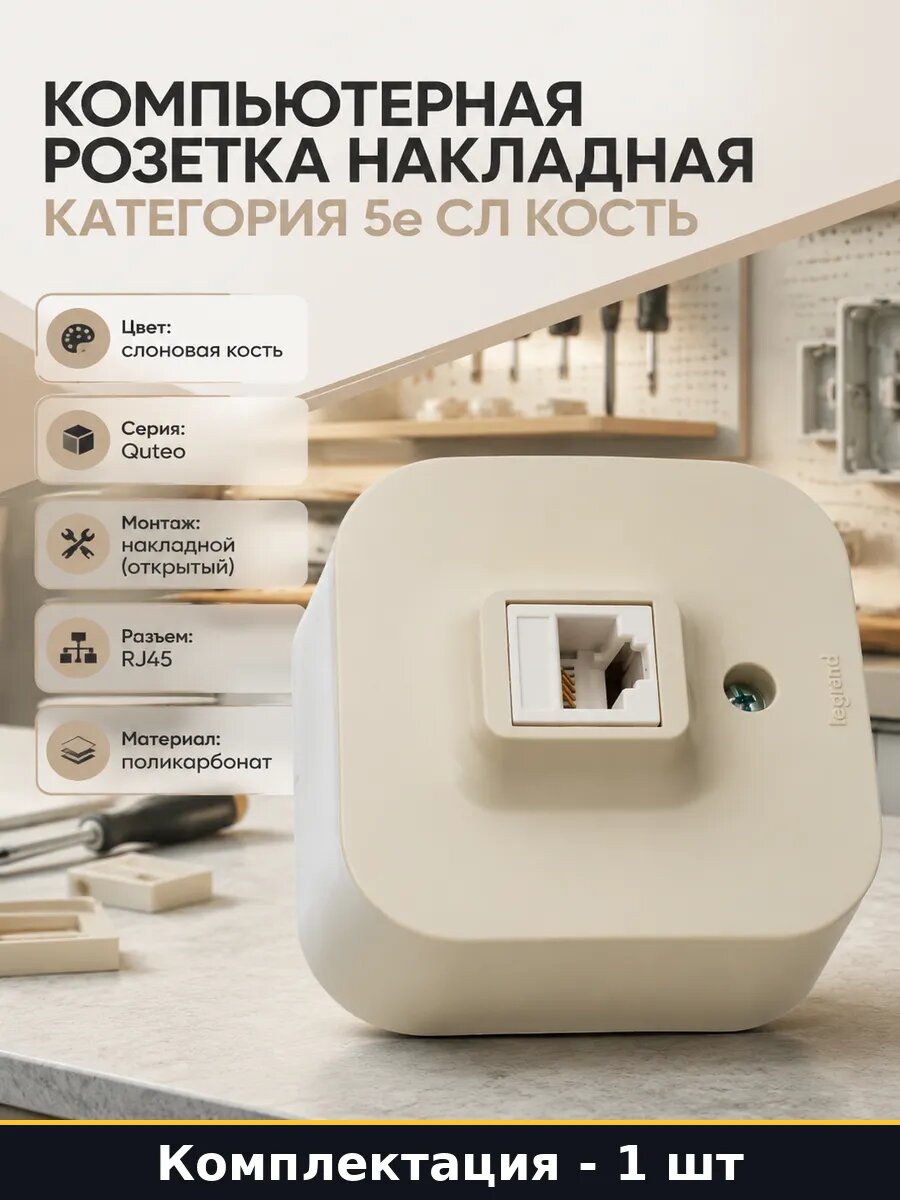 Компьютерная розетка накладная категория 5e сл кость