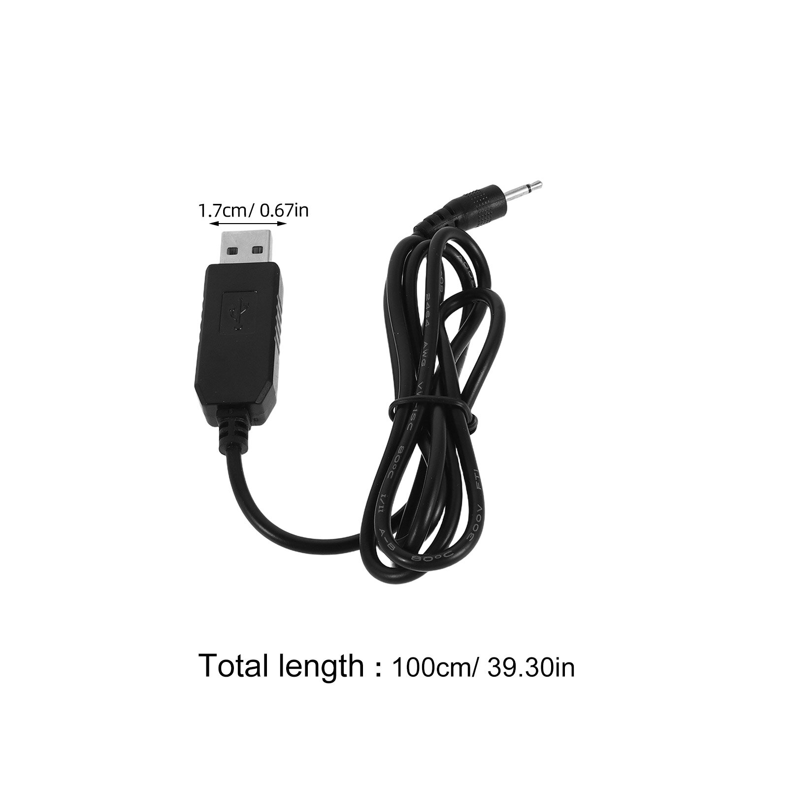 Чёрный пластиковый usb-кабель для зарядки электрической машинки для маникюра 9v 2.5 мм