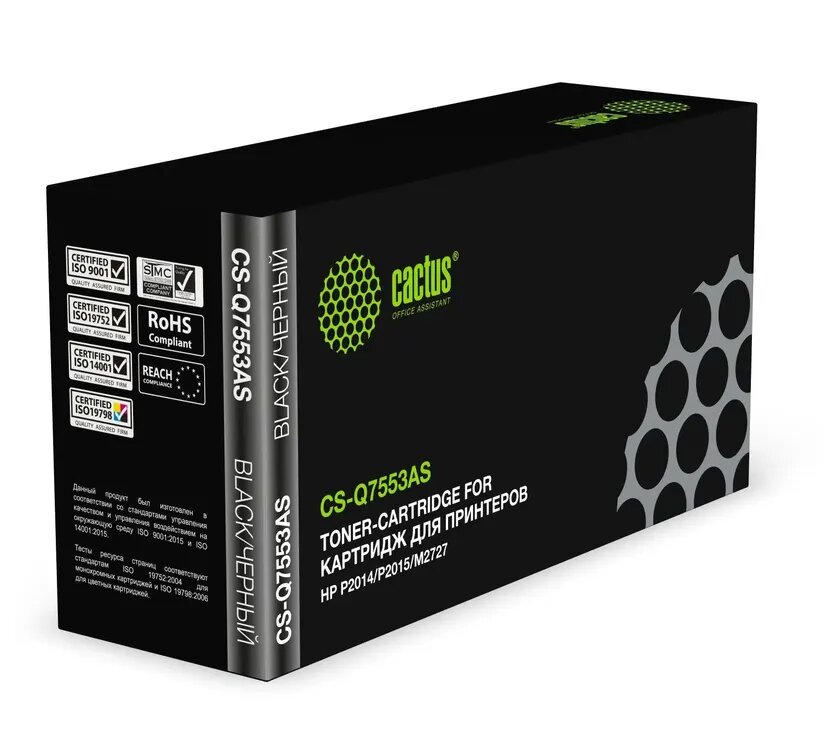 Картридж Cactus CS-Q7553AS, Q7553A, черный / CS-Q7553AS