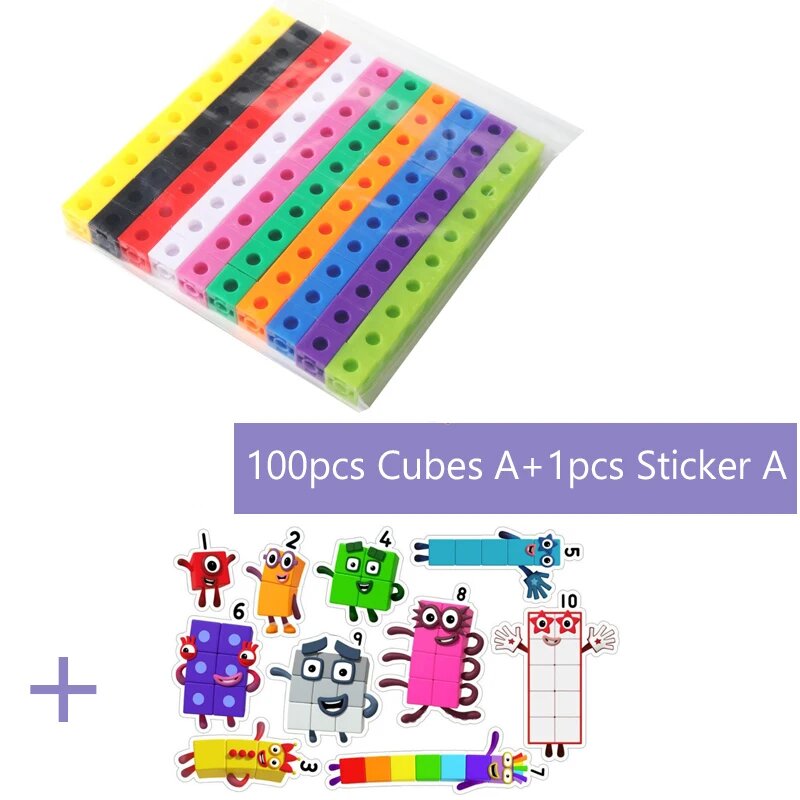 Математические кубики из пластика 100 шт. Фиолетовый, Set A