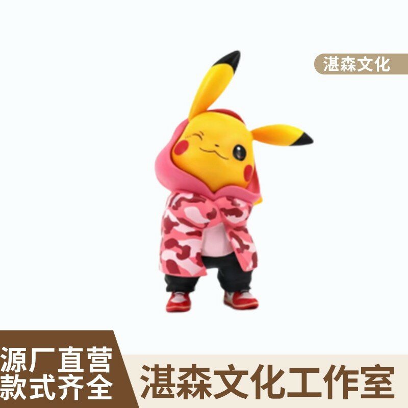 Фигурка Пикачу Покémon мигающая в камуфляжной куртке зеленая настольная статуэтка коллекционная игрушка