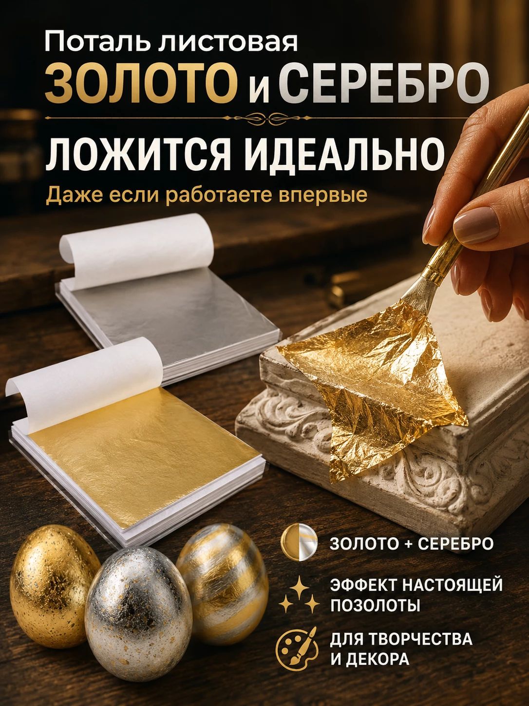 Поталь золото и серебро