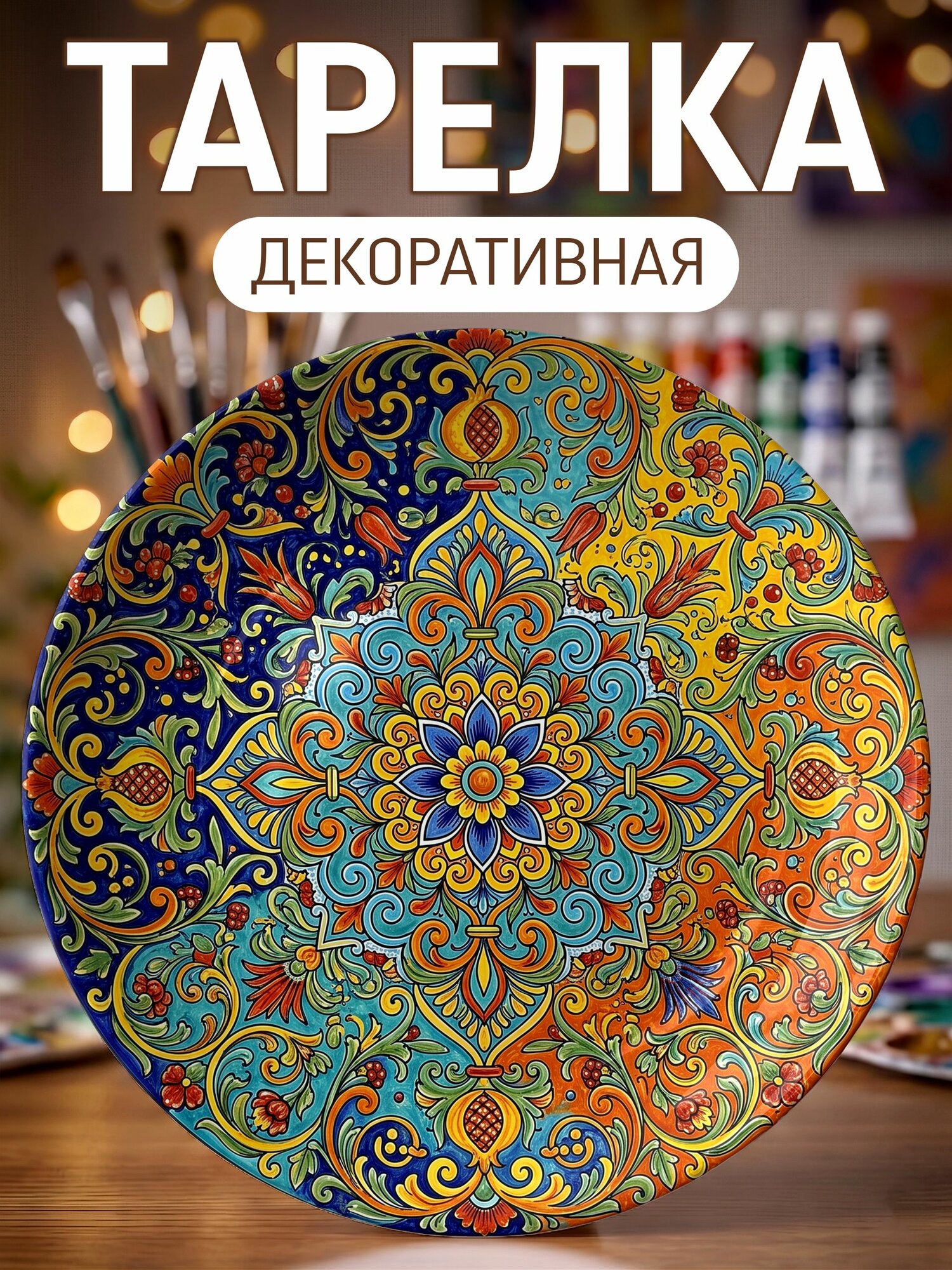 Тарелка декоративная Ручная роспись Талавера