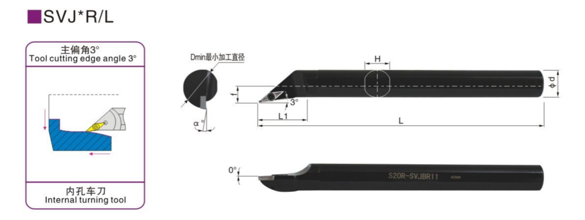 Резец внутреннего точения S16Q-SVJBL16 (60Si2MnA)