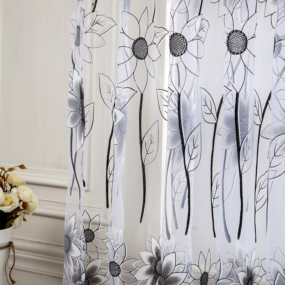 Занавеска С Подсолнухами 100X200Cm Для Гостиной И Балкона Украсит Ваш Дом Light Grey