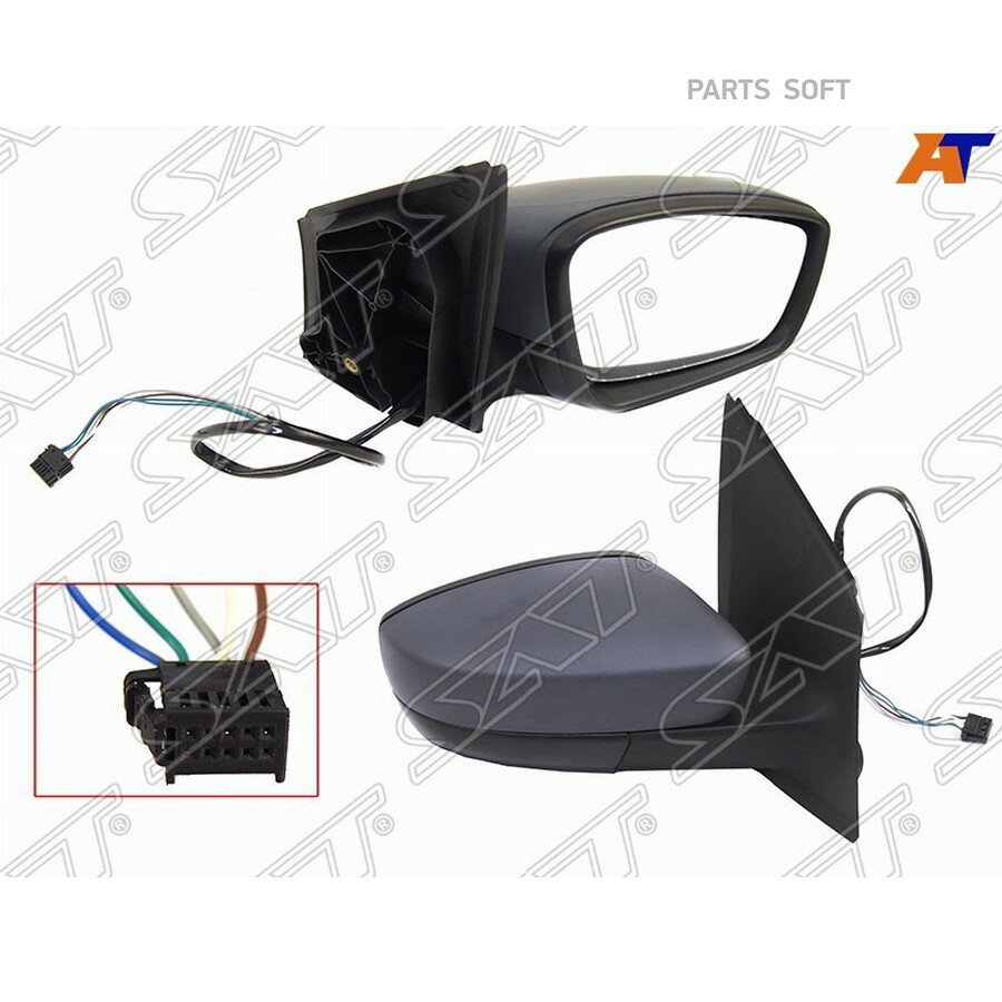 Зеркало Volkswagen Polo 09-20 (Справа/ Обогрев/ Регулировка/ 5 контактов) от официального дистрибьютора, SAT, артикул STVWP5940A1
