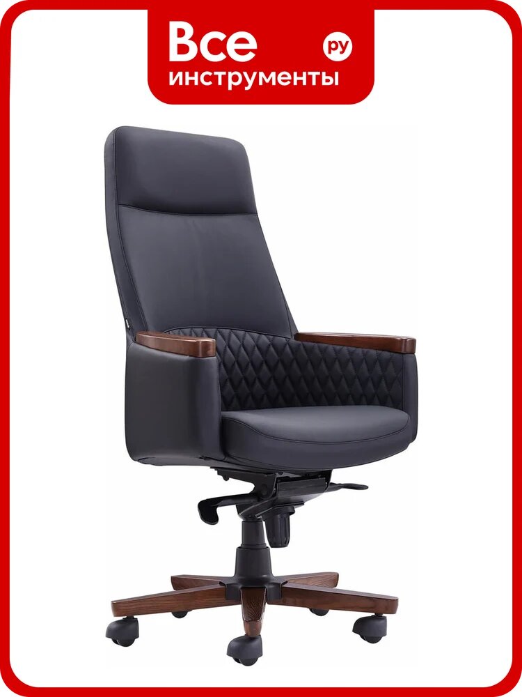 Кресло офисмаг HAWASAN Desire EX-771, мультиблок, дерево, натуральная кожа, черное 532935