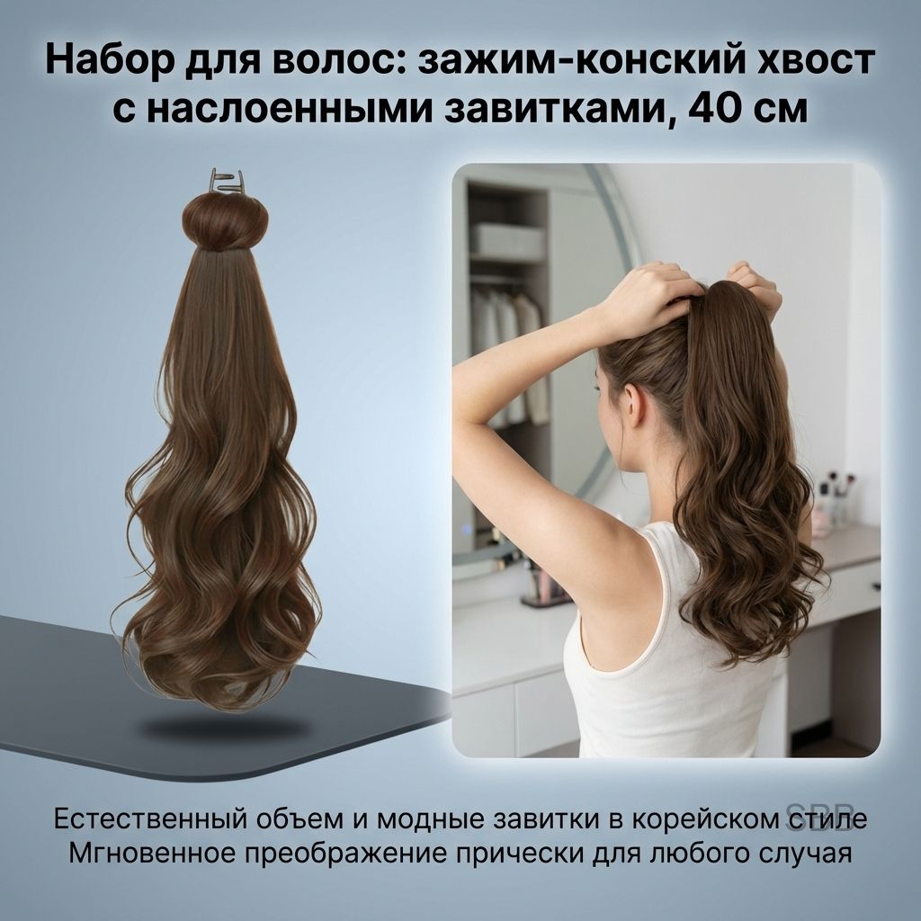 Зажим для конского хвоста из искусственных кудрявых волос