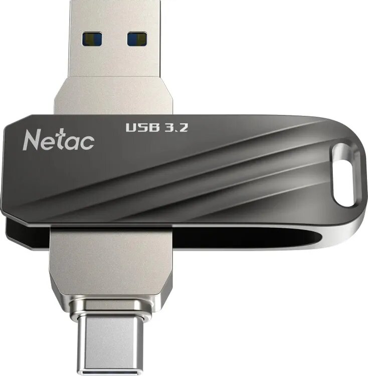 Флешка USB NETAC US11 32ГБ, USB3.2, черный и серебристый