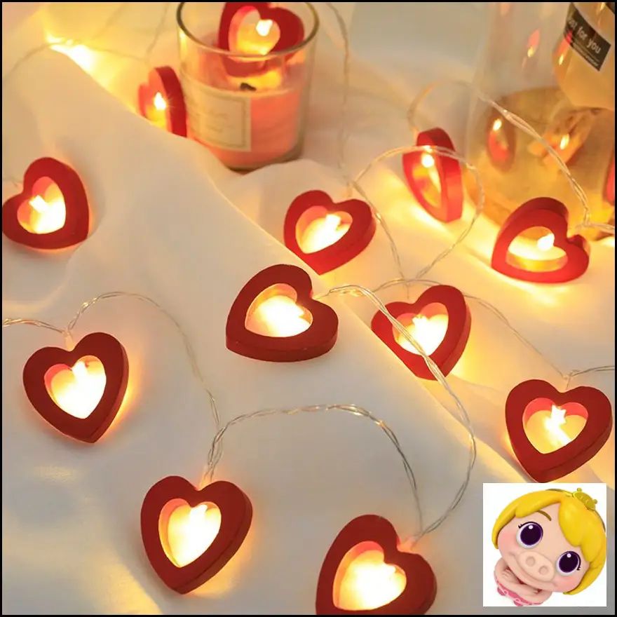 Светодиодная гирлянда Сердечки, 10 ламп, 1.5 м, питание AA, красный цвет, декор для дома и праздника