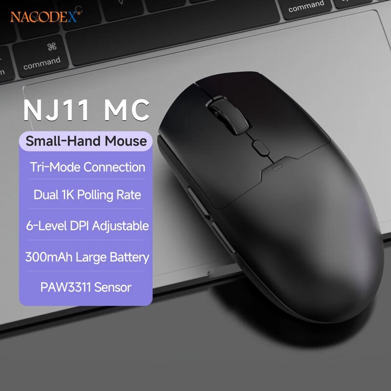 Ajazz NJ11 MC беспроводная игровая мышь Фиолетовый, Black