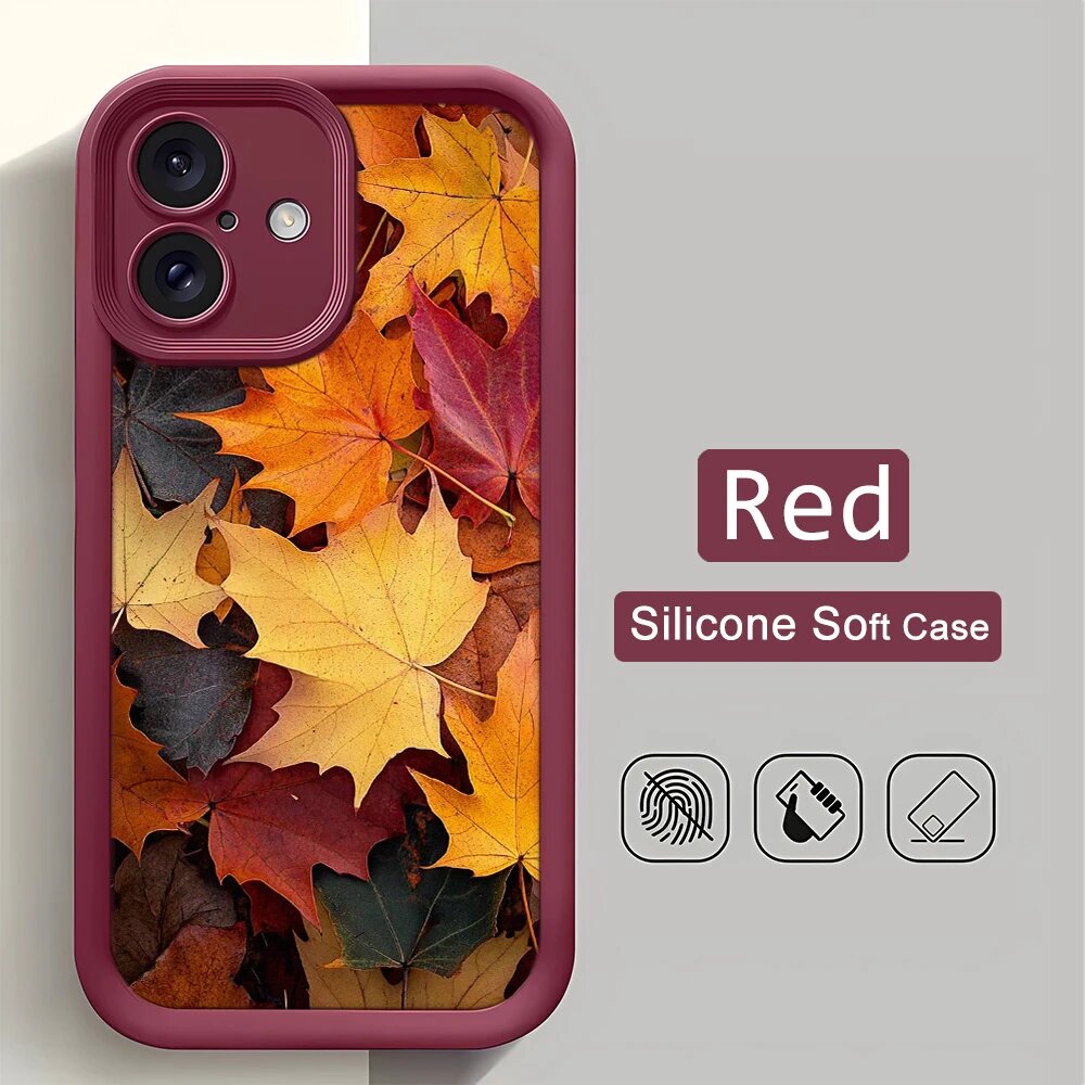 Силиконовый чехол для телефона с рисунком осенних листьев Красный, -Red-WQFY5, For iphone 13 ProMax