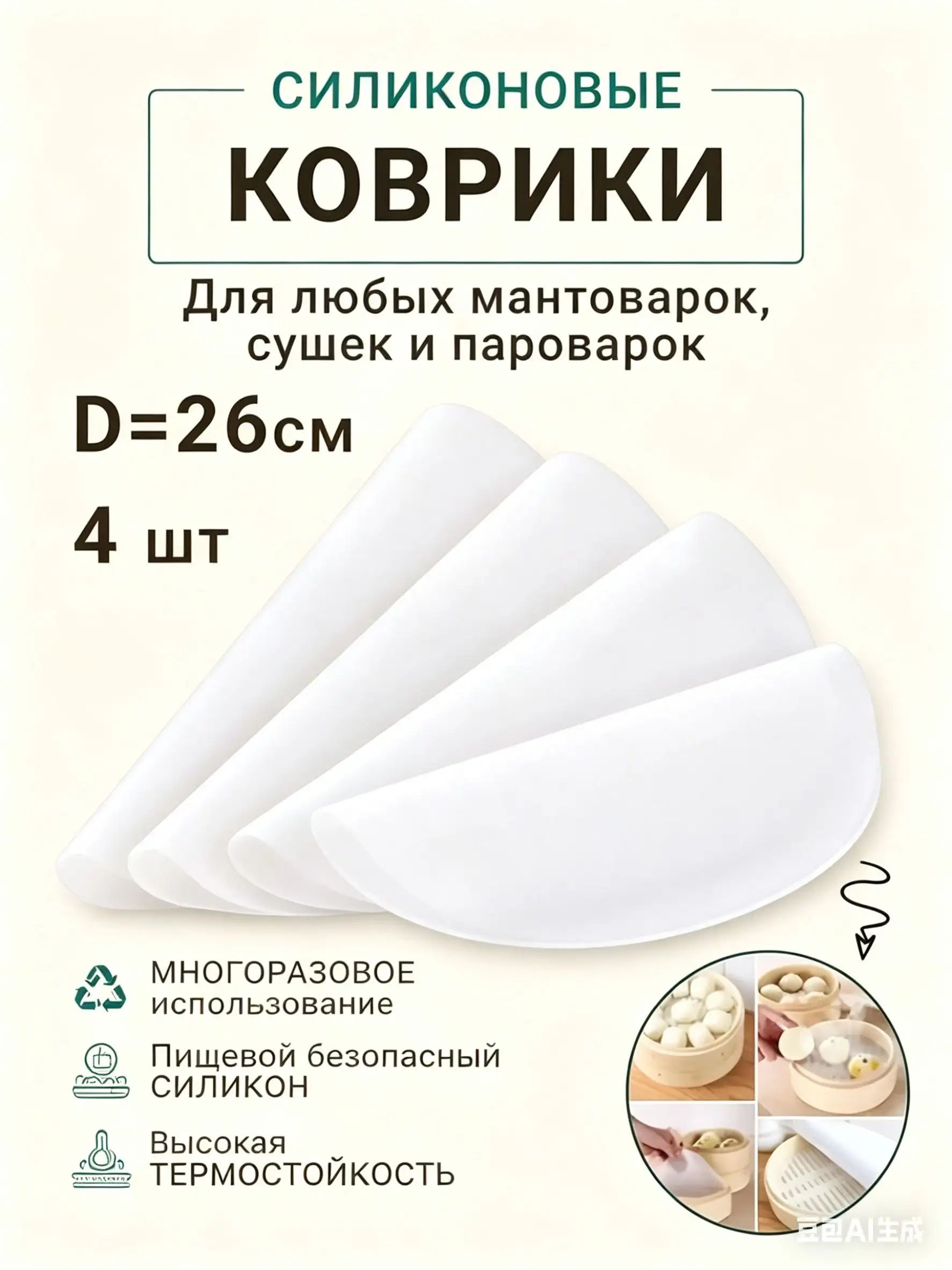 Коврик для приготовления х 26 см, 1000 мкм, 4 шт