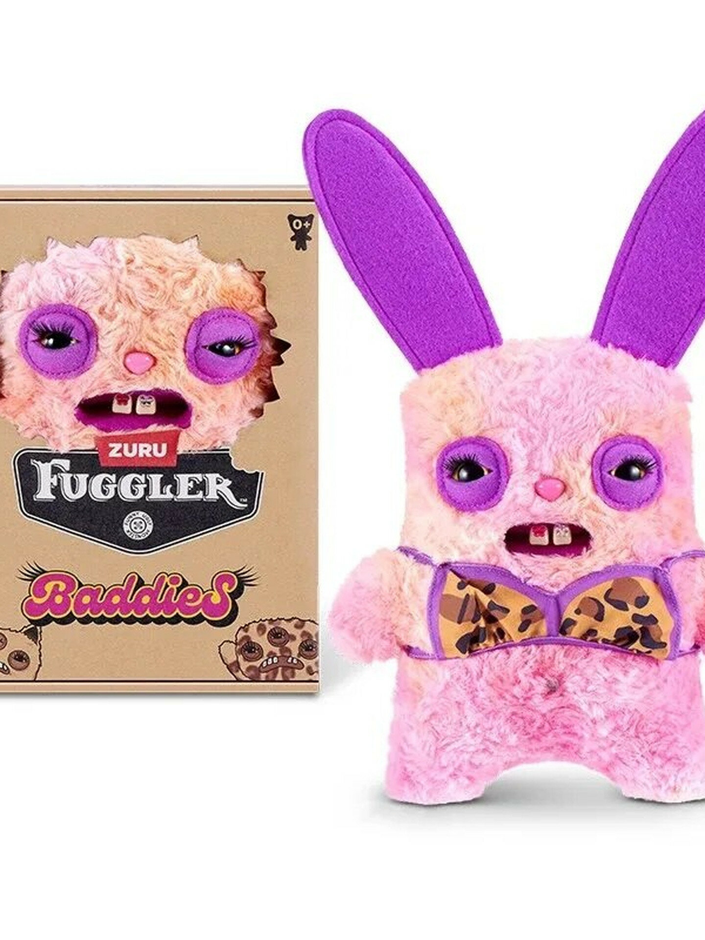 Мягкая игрушка, для мужской, розовый, Кино и ТВ, Fuggler Baddies Розовый леопардовый плюшевый монстр