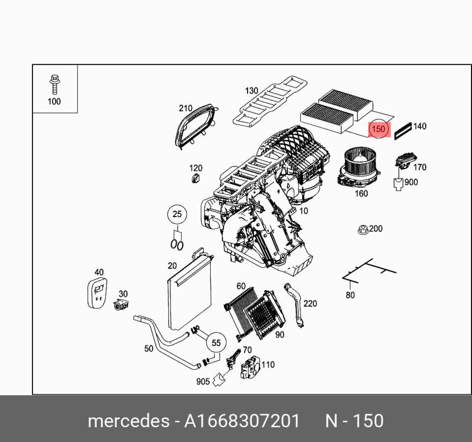 Фильтр Салона Mercedes W166 2011 > (Угольный) (Mercedes A1668307201)