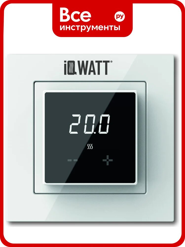 Терморегулятор для теплого пола IQWATT IQ THERMOSTAT D с сенсорными кнопками, не программируемый, белый/черный 418