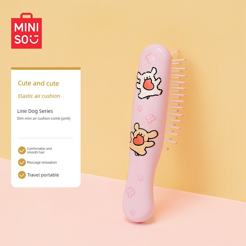 Расческа-щетка MINISO Line Art Dog Comb с воздушной подушкой, миниатюрная портативная массажная расческа с воздушной