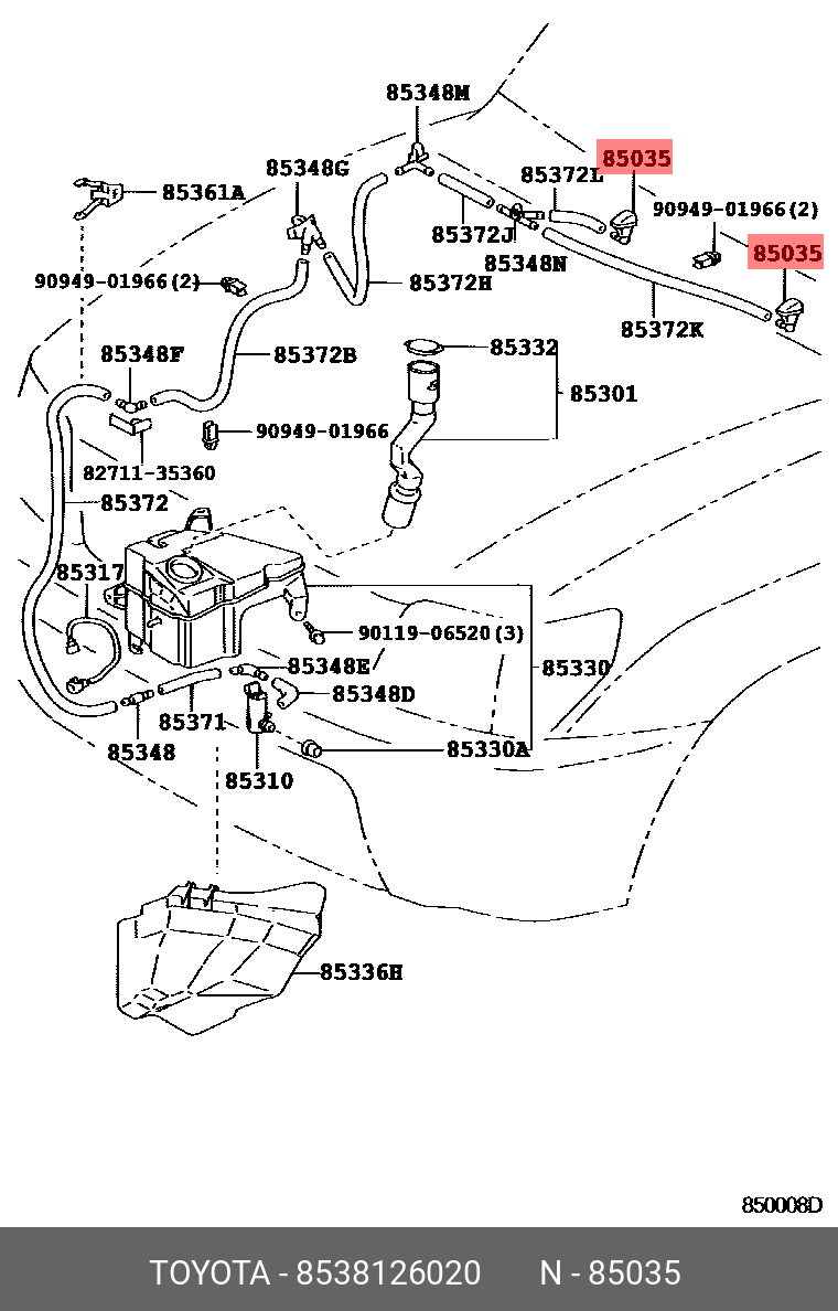 Форсунка стеклоомывателя Toyota 8538126020