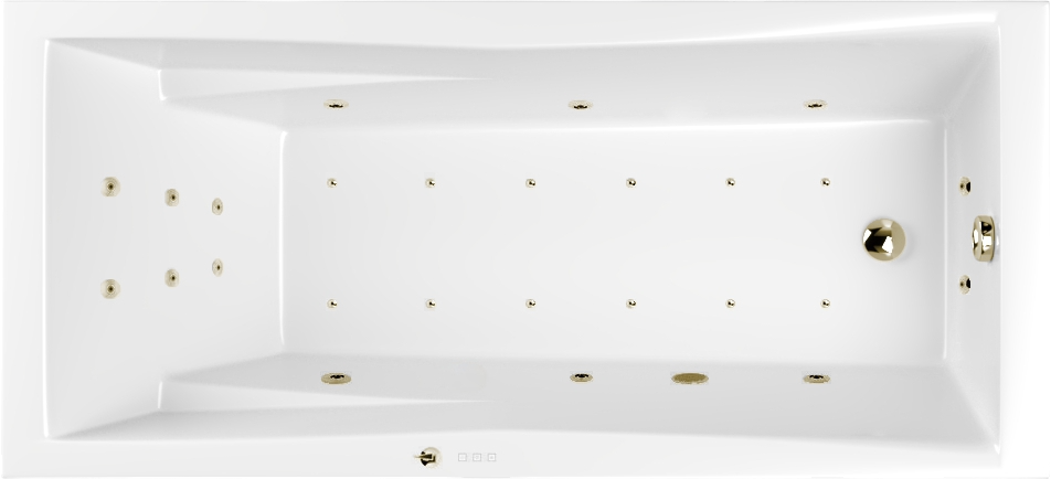 Акриловая ванна WHITECROSS Palace Ultra 180x80 см, встраиваемая, с гидромассажем, белый глянец, с каркасом, со сливом-переливом, фурнитура бронза