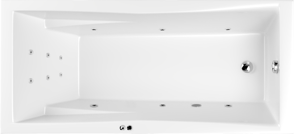 Акриловая ванна WHITECROSS Palace Line 180x80 см, встраиваемая, с гидромассажем, белый глянец, с каркасом, со сливом-переливом