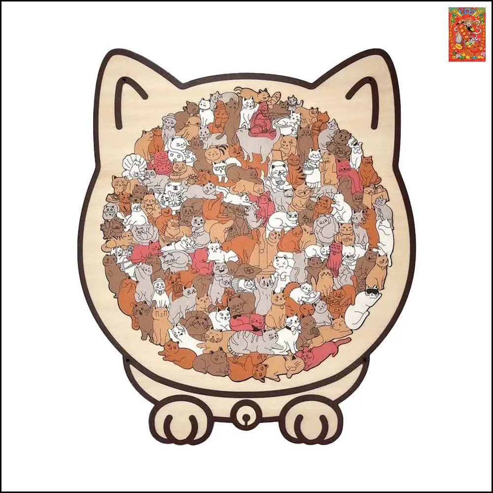 Morandi Color Cat Puzzle 135 деталей - Деревянный пазл в форме кошки для отдыха и рождественских подарков