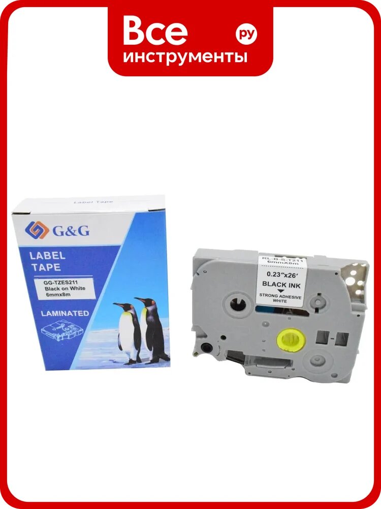 Картридж ленточный G&G GG-TZES211 черный на белом 6x8 для Brother 1010/1280/1280VP/2700VP 2073256
