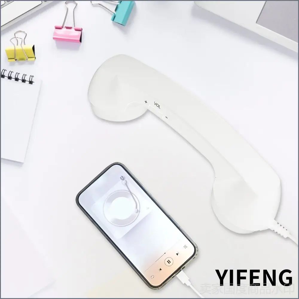 Milochic Наушники проводные с микрофоном Ретро-телефонная трубка, Радиоканал, USB Type-C, белый
