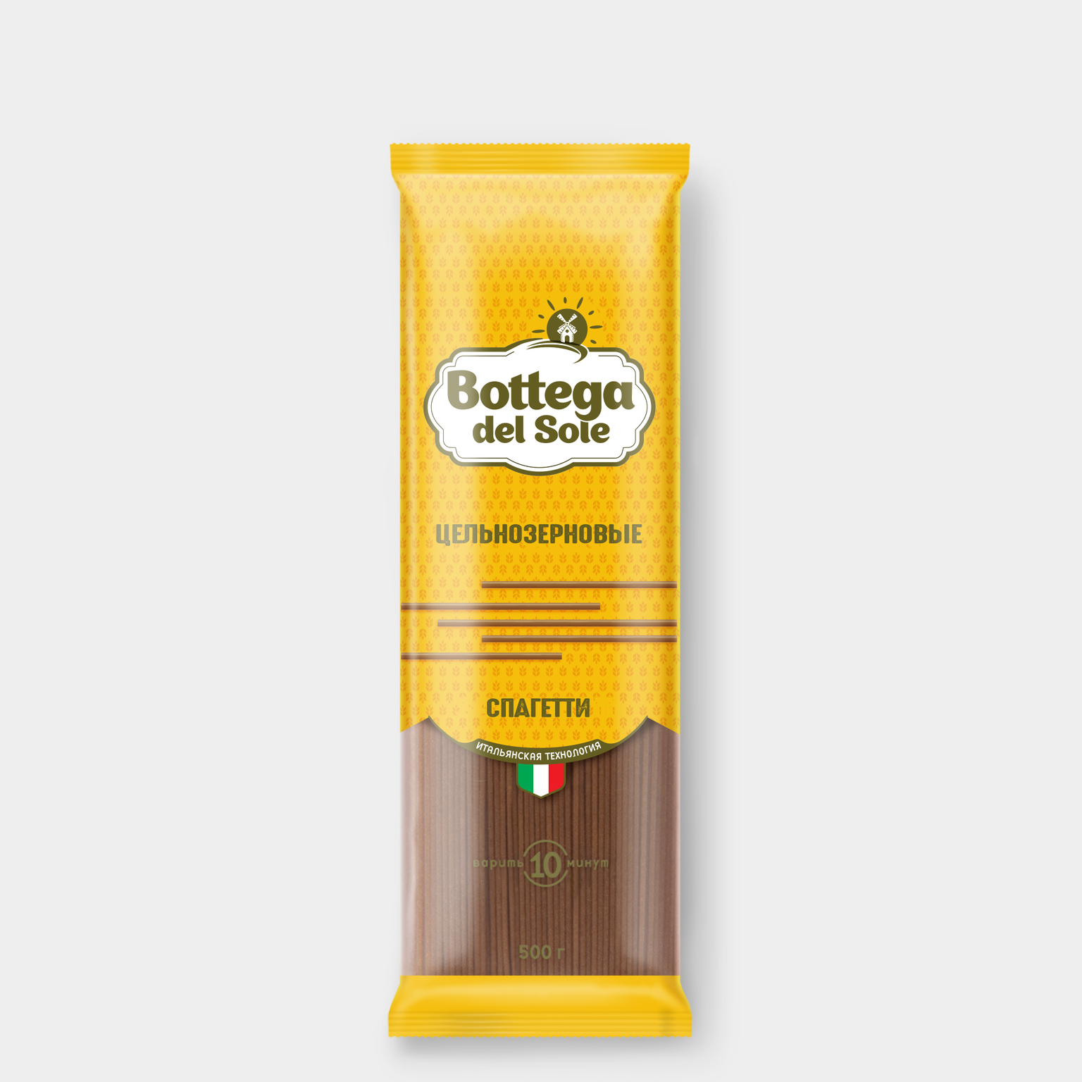 Bottega del Sole, макаронные изделия Спагетти, цельнозерновые, 500 г