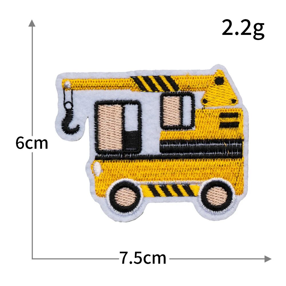 Вышивка на одежду кран R3329, 6x7.5 см, желтый