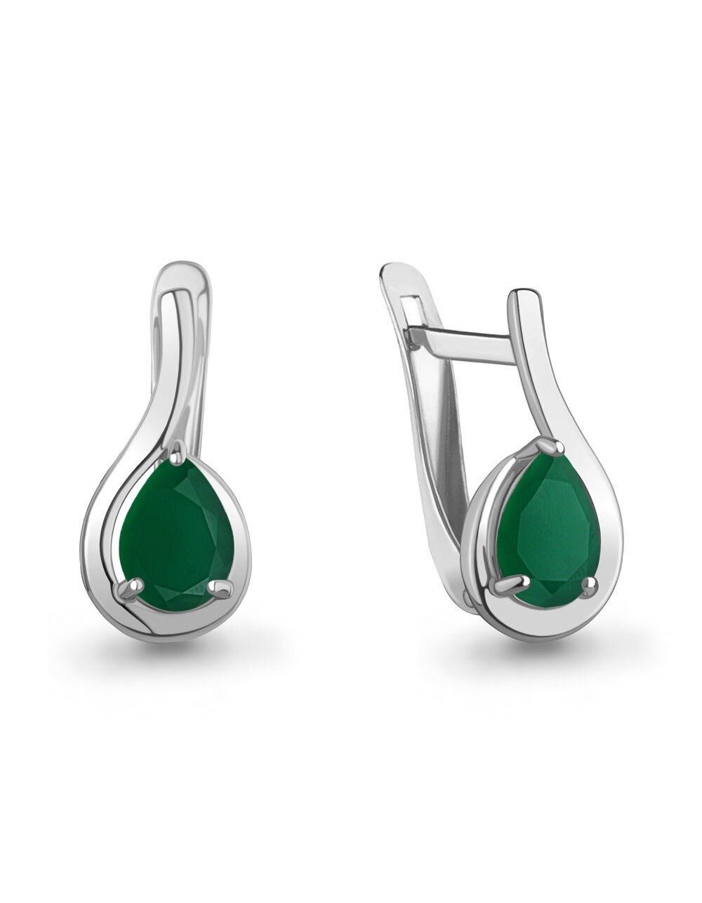 Серьги серебро, 925 проба, родирование, агат