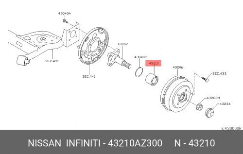 Подшип. зад. nissan Micra (K12) 03 >, Note 06 > (NISSAN 43210AZ300)