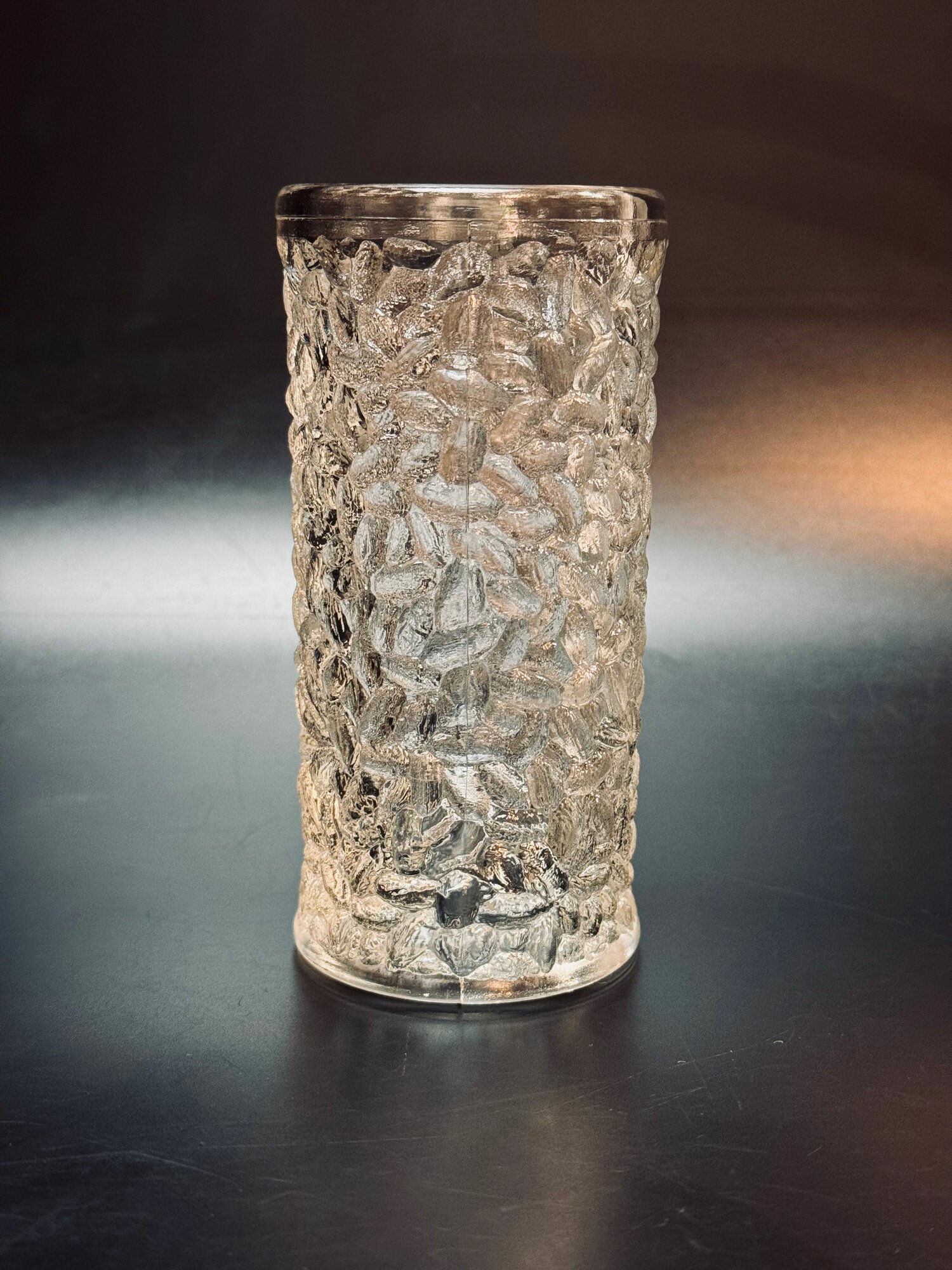 Винтажная чешская вазочка малая из прессованного стекла Ice Vase (Ледяная ваза), фабрика Libochovice, дизайн Вацлава Гануша