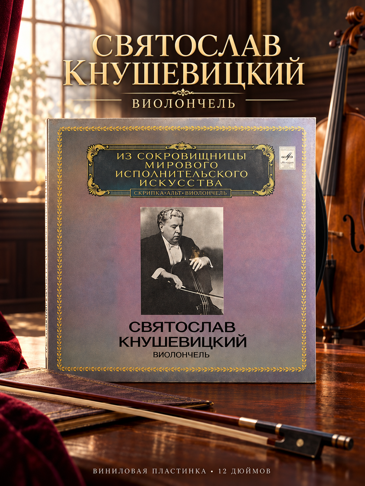 LP Святослав Кнушевицкий - Виолончель. Из Сокровищницы Мирового Исполнительского Искусства. Виниловая пластинка 12 дюймов. Мелодия СССР 1980 год.