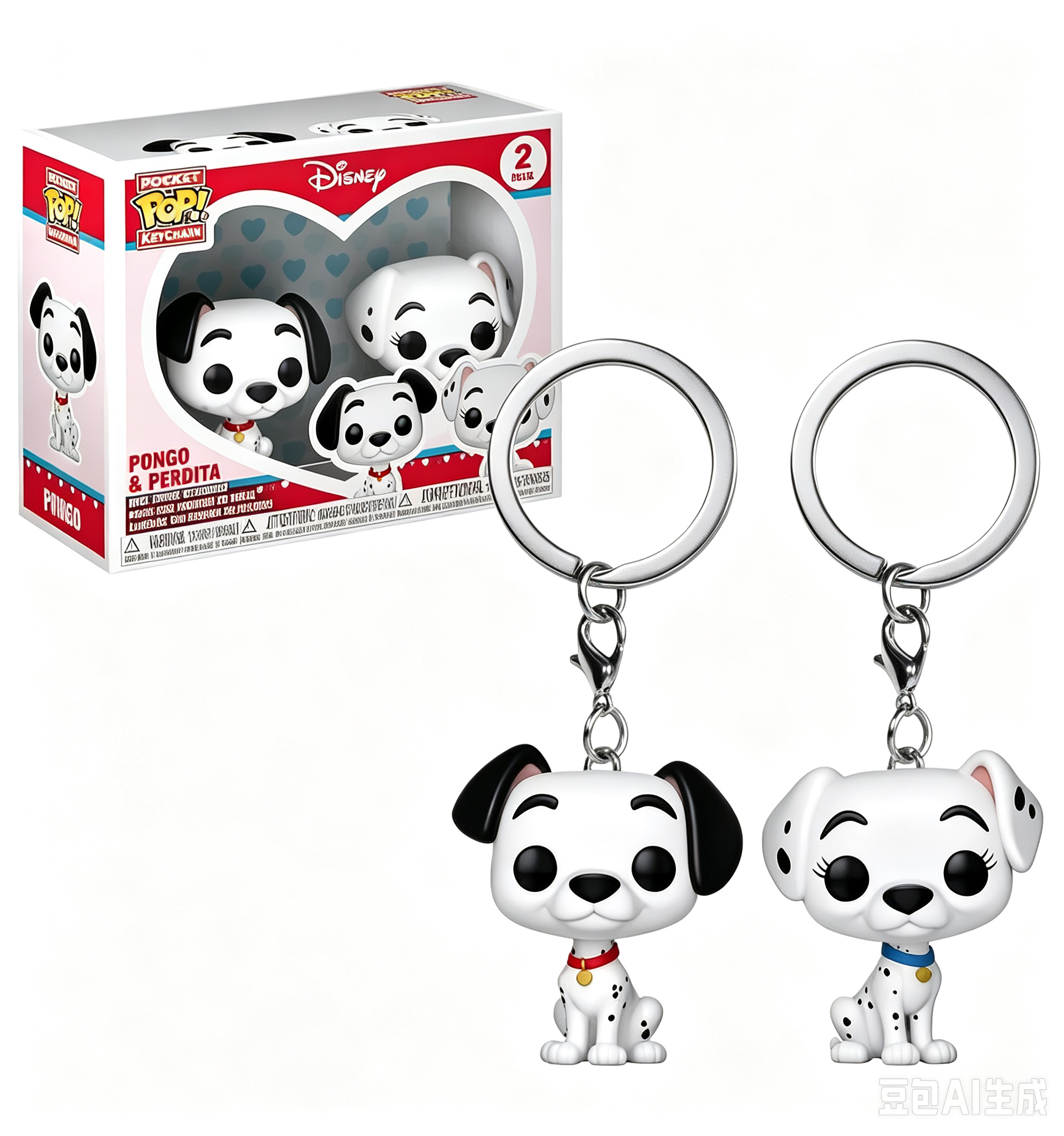 Набор брелков-фигурок Понго и Пердита из 101 Далматинец, Funko Pop, виниловые, 2 шт
