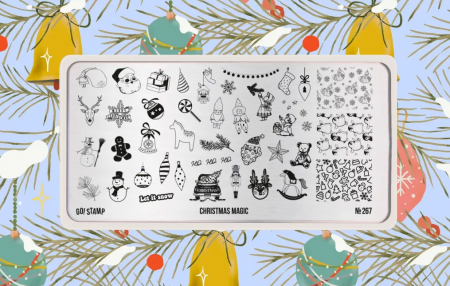 Пластина металлическая для стемпинга Новогодняя Go! Stamp 267 Christmas magic