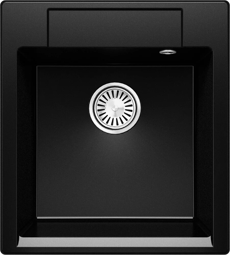 Мойка кухонная Polygran Argo 460 мраморная, 46x51, мойка для кухни, квадратная, черная, матовая