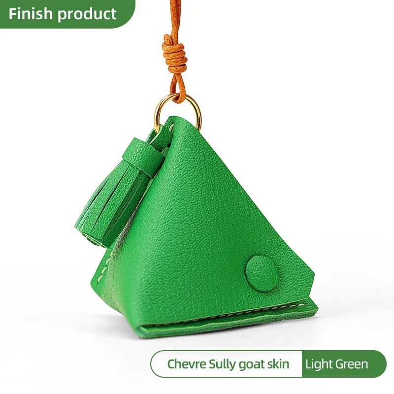 Кожаный кошелек из козьей кожи, зеленый, Light Green-Finished
