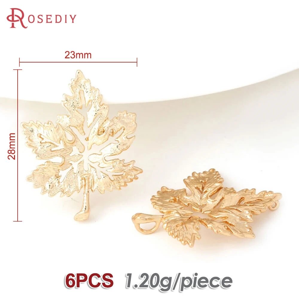 Подвески Rosediy в форме кленового листа из латуни 18К золото/серебро 17x17 мм 33456-18K Gold Color