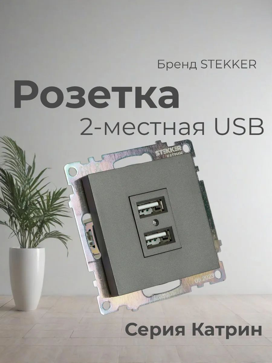 Розетка USB 2-местная. Катрин. 49422
