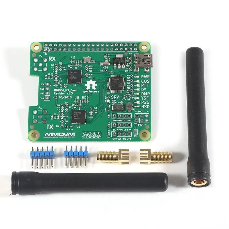 Последняя версия V1.3 MMDVM_HS_Dual_Hat Duplex Hotspot board + 2шт Поддержка антенны P25 DMR YSF NXDN для Raspberry pi