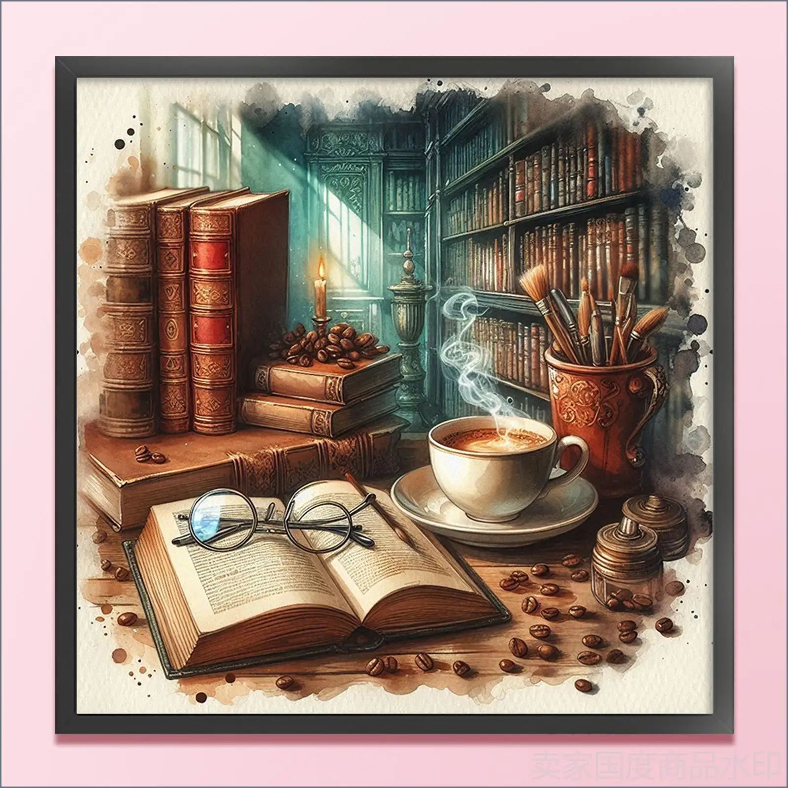 Крестиковый набор для вышивания Desk and books на хлопковой канве 11CT, размер 45 45 см