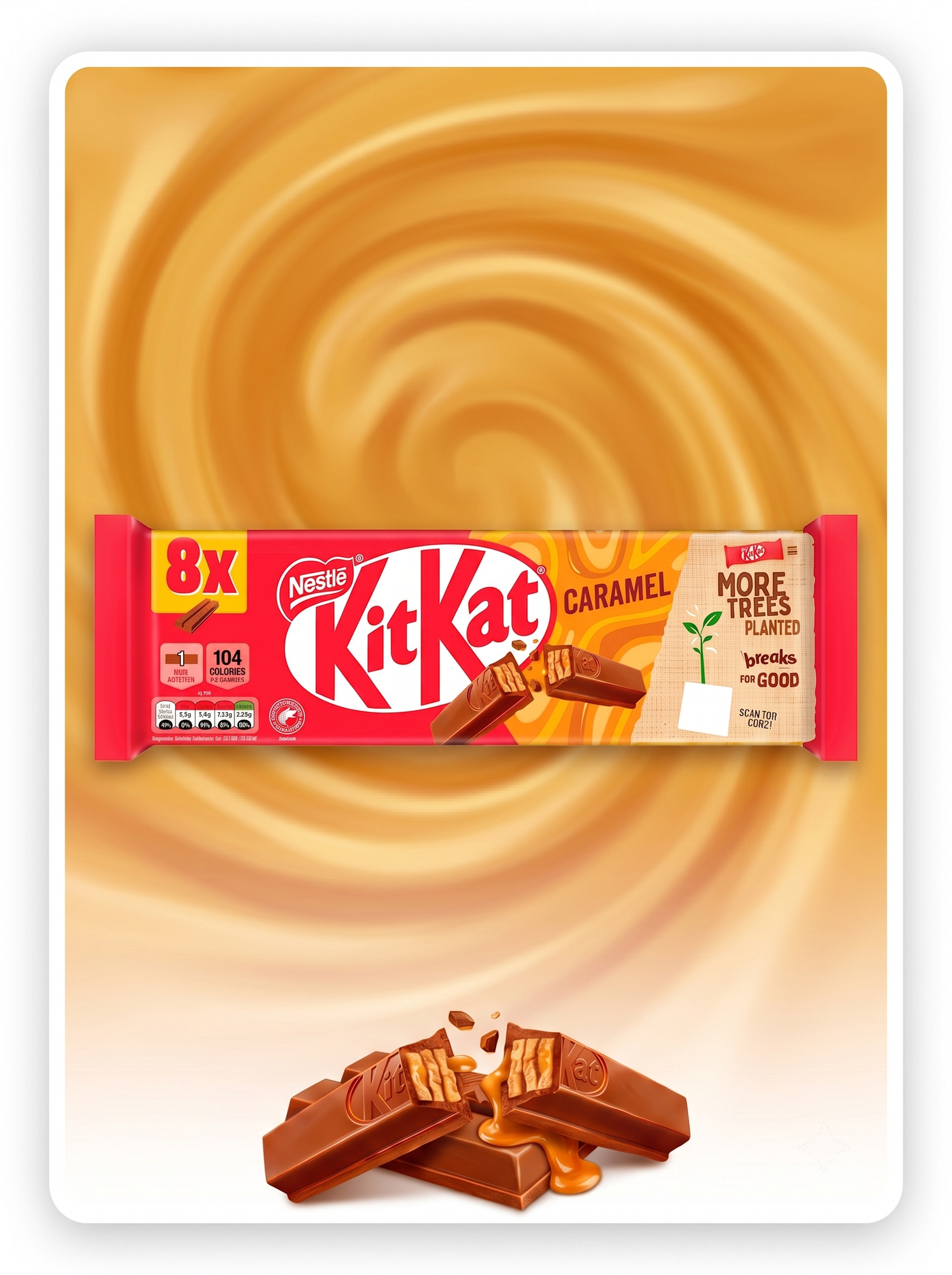 Kit Kat 2F Caramel Шоколадная плитка вафли с карамелной начинкой, 165,6г (США)