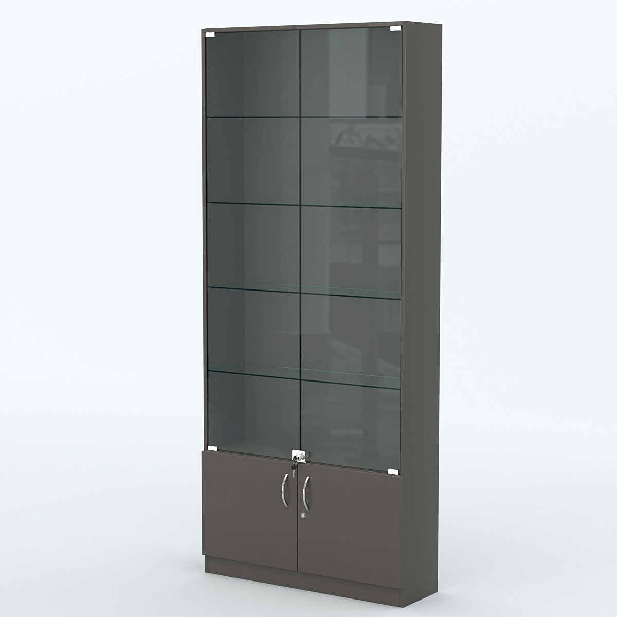 Торговая витрина с 4-мя стеклянными полками 250x900 мм серии NEXT-4 №11 (З/C - ДВП), Черный