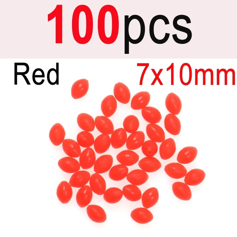 ЛIONRIVER Светящиеся бусины для рыбалки Красный, 100pcs Red 7x10