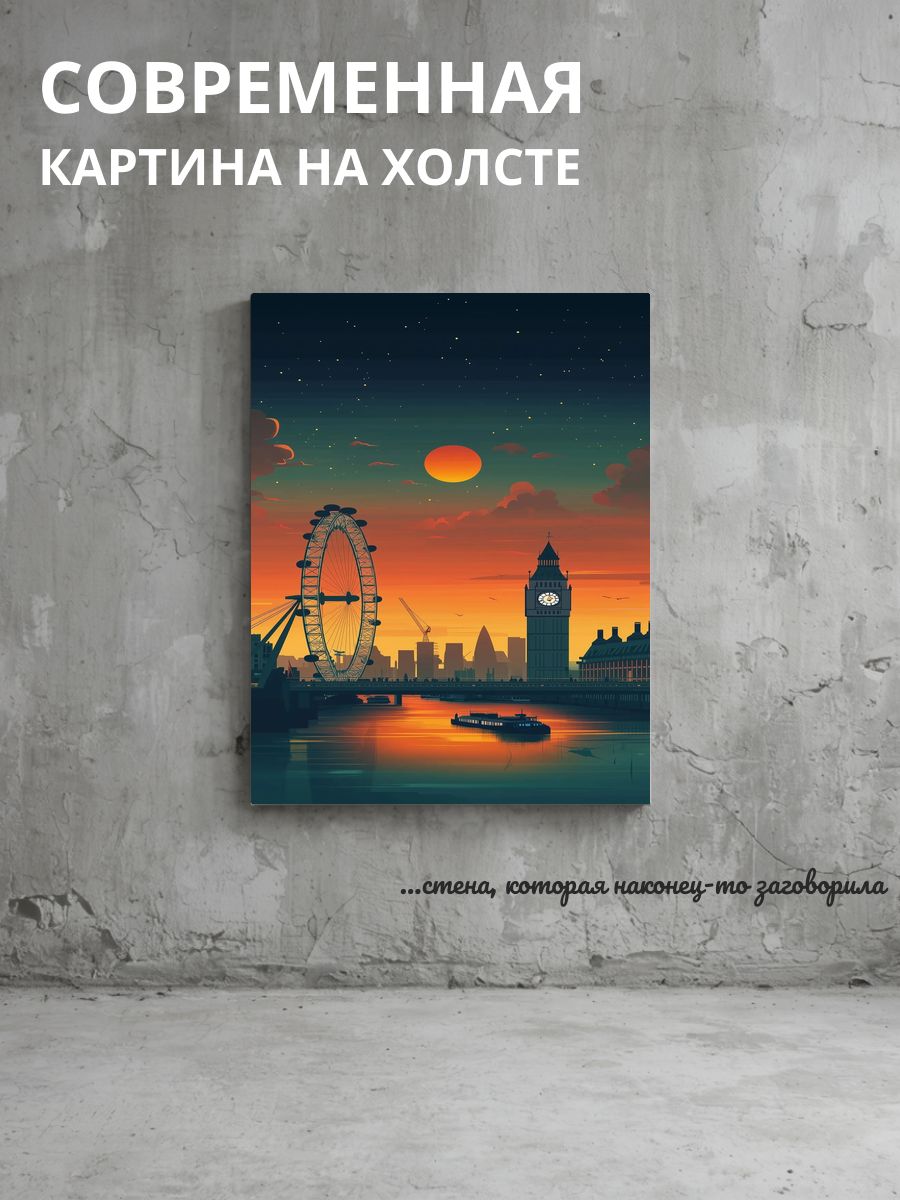 Картина на холсте Лондонский городской пейзаж 20x30 см