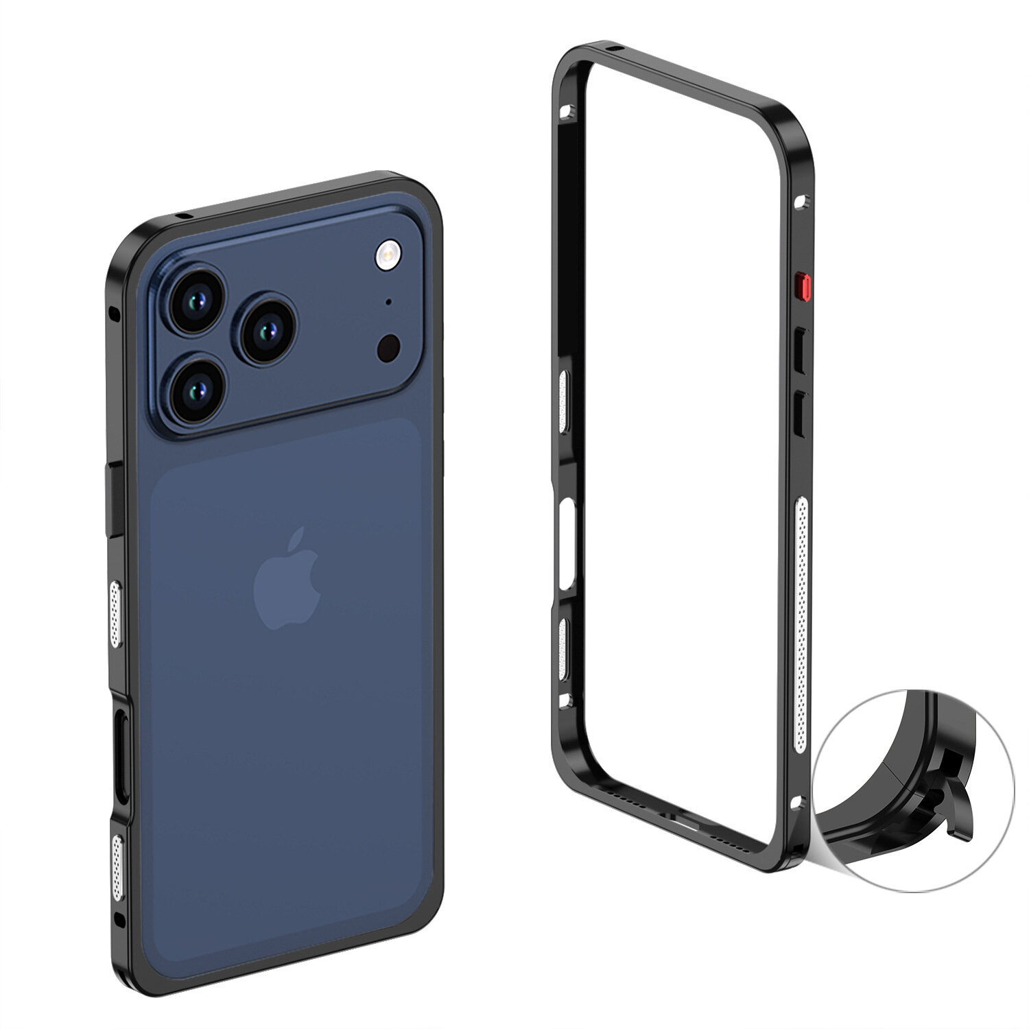 Черный Металлический Чехол-Рамка для iPhone 16