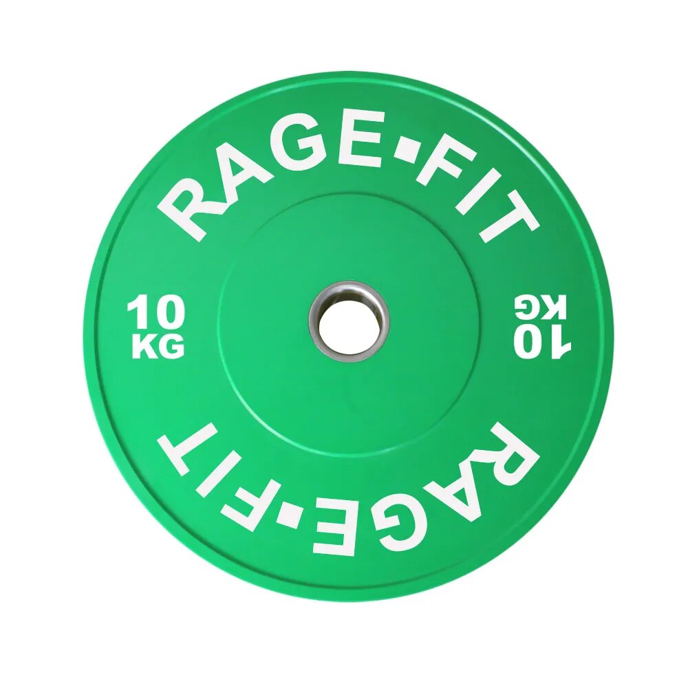 Диск для штанги бамперный, каучуковый, цветной "Super" 10 кг Rage-Fit
